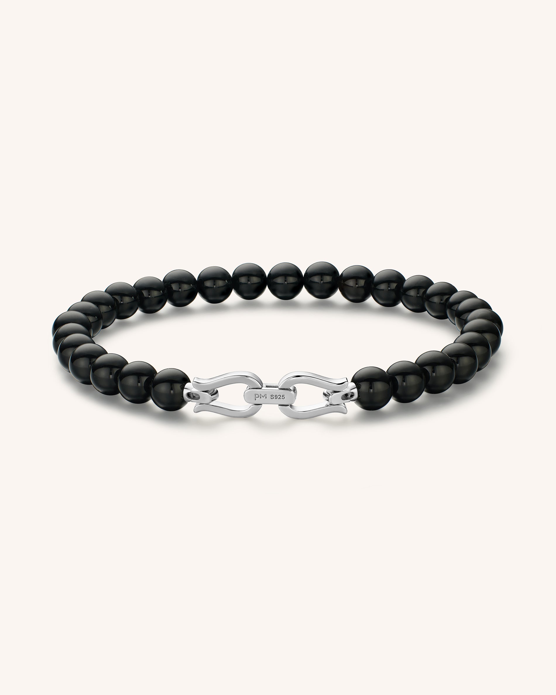 Black Onyx: Beaded Bracelet for Men | Peachmind