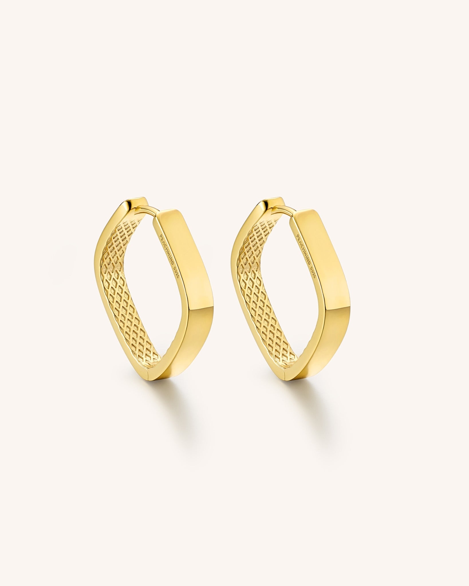 Buy Sculpted Grid Hoops Online for Women | Peachmind